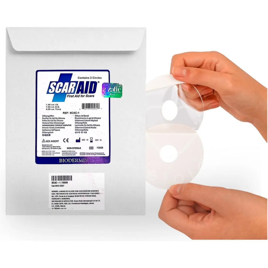 Biodermis Scar Aid 2 Láminas Silicón Areolares 1.9 x 7.6cm | Diebe Pharma